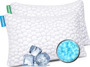 cooling bed pillows for sleeping 2 pack shredded memory foam pillows adjustable cool pillow for side back stomach sleepers luxury gel pillows king size set of 2 with washable removable cover