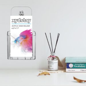 xydstay Acrylic Brochure Holder 4x9 Inches Slant Back Design, Clear Display Stand, Plastic Table Stand Sign Holder,Pamphlet Holder Flyer Holder, Acrylic Display Stand, Acrylic Table Signs Plastic Paper Holder for Office, Home, Store, 6 Pack