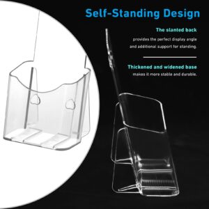 xydstay Acrylic Brochure Holder 4x9 Inches Slant Back Design, Clear Display Stand, Plastic Table Stand Sign Holder,Pamphlet Holder Flyer Holder, Acrylic Display Stand, Acrylic Table Signs Plastic Paper Holder for Office, Home, Store, 6 Pack