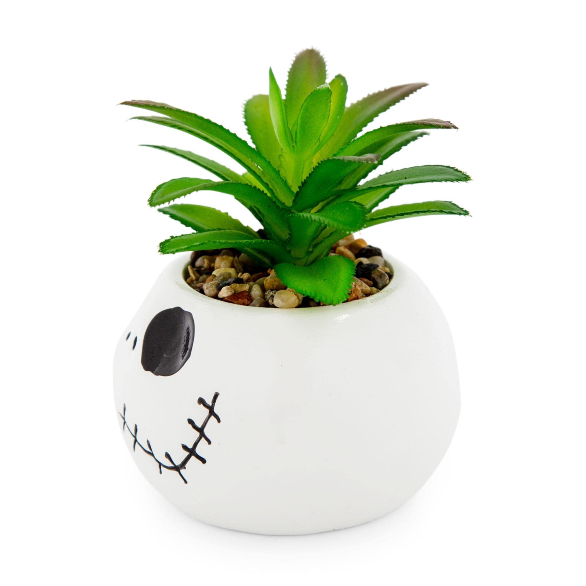 Toynk Disney The Nightmare Before Christmas Jack Skellington 3-Inch Ceramic Mini Planter with Artificial Succulent | Small Flower Pot, Faux Indoor Plants for Desk Shelf, Home Decor Trinket Tray