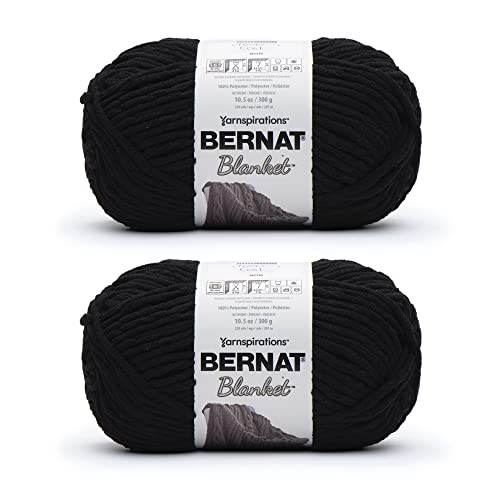 Bernat Blanket Coal Yarn - 2 Pack of 300g/10.5oz - Polyester - 6 Super Bulky - 220 Yards - Knitting/Crochet