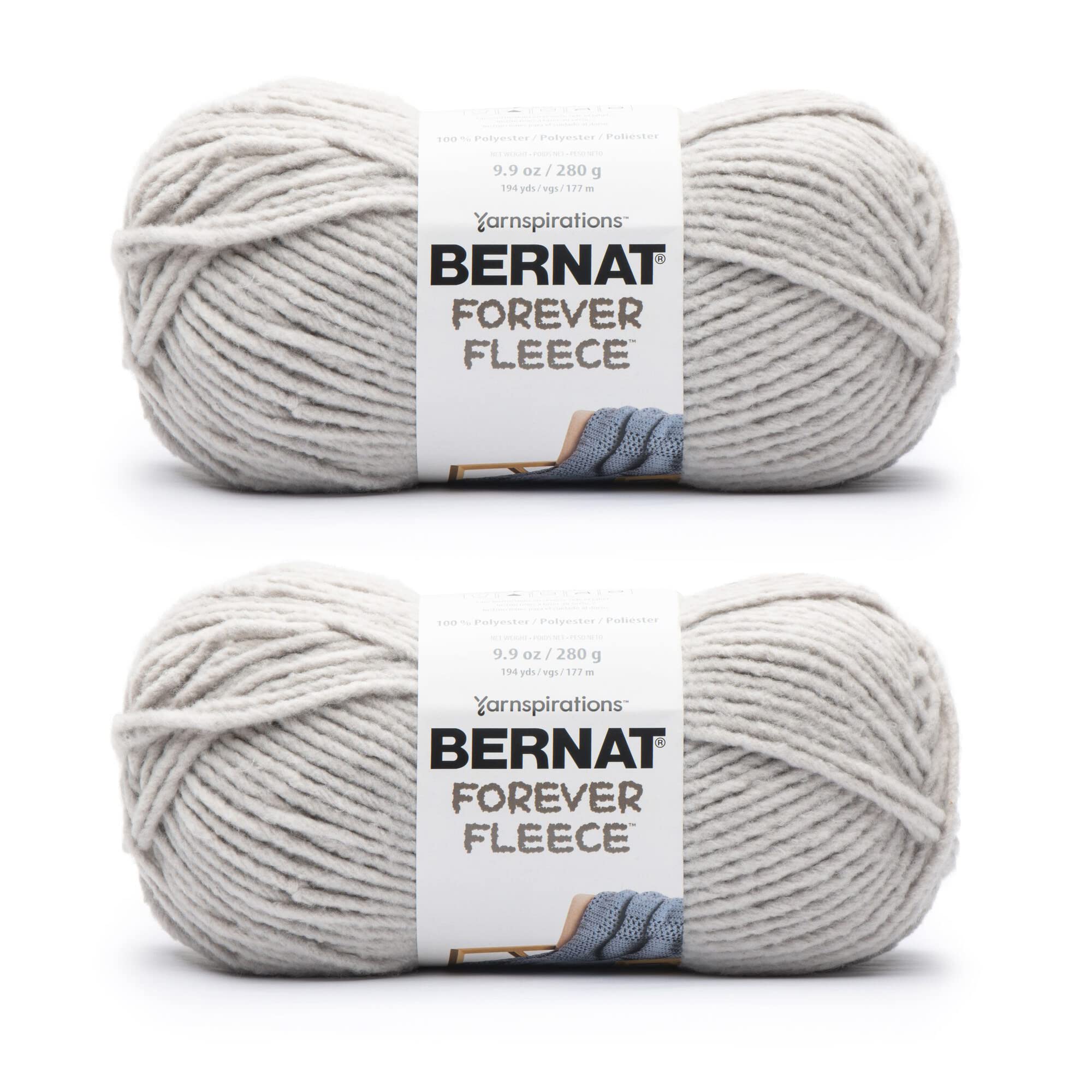 Bernat Forever Fleece Balsam Yarn - 2 Pack of 280g/9.9oz - Polyester - 6 Super Bulky - 194 Yards - Knitting/Crochet