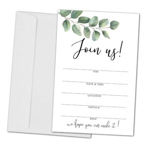 join us invitation cards with envelopes - greenery invite cards for all occassions, wedding, engagement, reception, bridal or baby shower and birthday party - 25 cards and 25 envelopes - hl-002 yqk