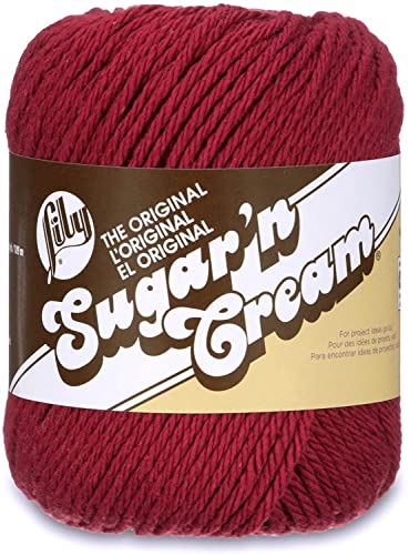 Lily Sugar'N Cream Wine Yarn - 6 Pack of 71g/2.5oz - Cotton - 4 Medium (Worsted) - 120 Yards - Knitting/Crochet