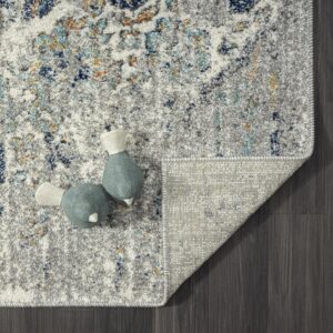 Luxe Weavers Distressed Floral Area Rug, Steel 8x10