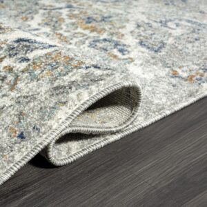 Luxe Weavers Distressed Floral Area Rug, Steel 8x10