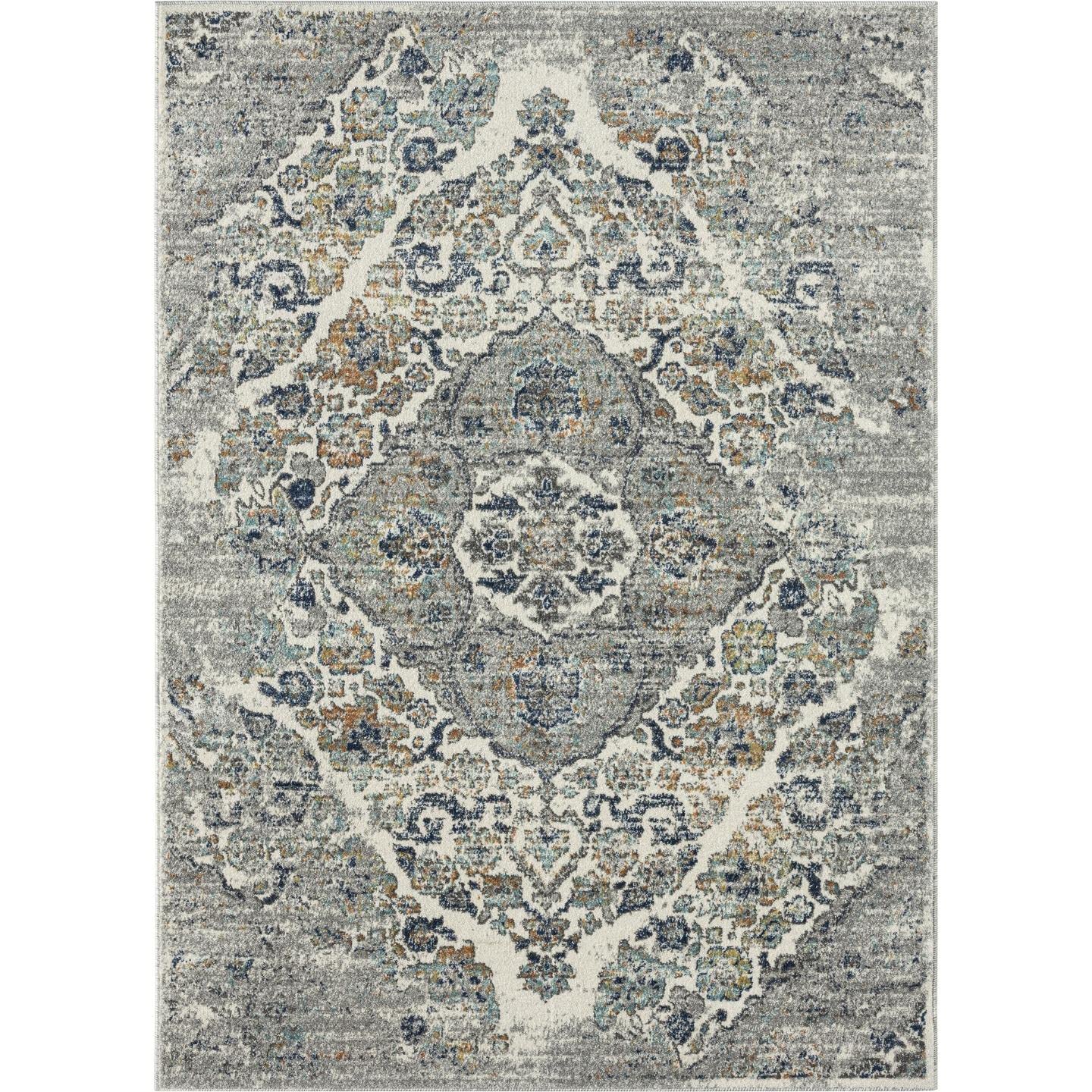 Luxe Weavers Distressed Floral Area Rug, Steel 8x10