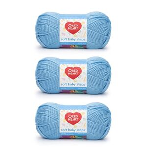 red heart soft baby steps baby blue yarn - 3 pack of 141g/5oz - acrylic - 4 medium (worsted) - 256 yards - knitting, crocheting & crafts