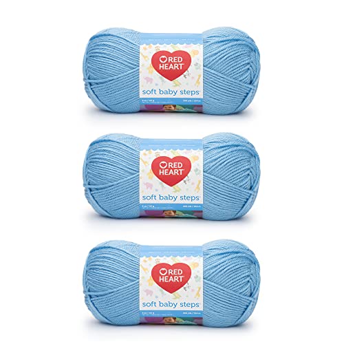 Red Heart Soft Baby Steps Baby Blue Yarn - 3 Pack of 141g/5oz - Acrylic - 4 Medium (Worsted) - 256 Yards - Knitting, Crocheting & Crafts