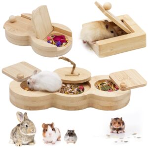 zalalova 3 pcs guinea pig toys hamster enrichment foraging toys, bamboo interactive hide treats for small animals pet foraging game educational toys for rabbit chinchilla bunny