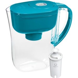 brita metro water filter pitcher with smartlight filter change indicator, bpa-free, replaces 1,800 plastic water bottles a year, lasts two months, includes 1 filter, small - 6-cup capacity, turquoise