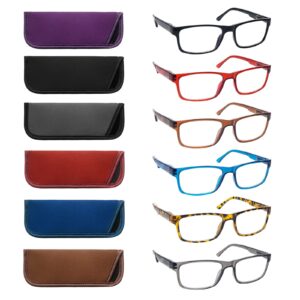 ronecool reading glasses for women/men blue light blocking, computer readers anti eye strain blocker eyeglasses 6 packs(6 color, 1.50)