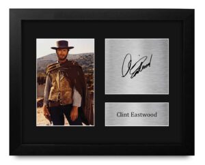 hwc trading clint eastwood gifts usl framed printed signed autograph picture for movie memorabilia fans - us letter size