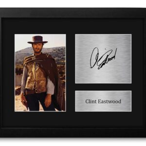 HWC Trading Clint Eastwood Gifts USL Framed Printed Signed Autograph Picture for Movie Memorabilia Fans - US Letter Size