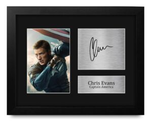 hwc trading chris evans usl framed signed printed autograph captain america the avengers print photo picture display - us letter size