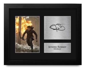 hwc trading jeremy renner usl framed signed printed autograph hawkeye the avengers print photo picture display - great gift idea - us letter size