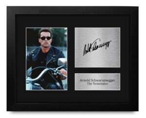 hwc trading arnold schwarzenegger the terminator gifts usl framed printed signed autograph picture for movie memorabilia fans - us letter size