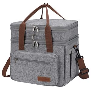 Maelstrom Lunch Bag Women,23L Insulated Lunch Box for Men Women,Expandable Double Deck Lunch Cooler Bag,Lightweight Leakproof Lunch Tote Bag with Side Tissue Pocket,Gray