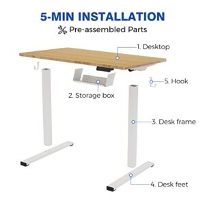 FLEXISPOT Standing Desk Electric Sit Stand Desk with 48 x 24 Inches Ergonomic Memory Controller Adjustable Height Desk with USB Charging Ports(White Frame + Honey Wheat Desktop)