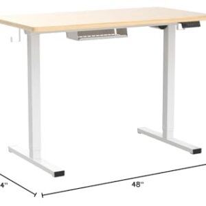 FLEXISPOT Standing Desk Electric Sit Stand Desk with 48 x 24 Inches Ergonomic Memory Controller Adjustable Height Desk with USB Charging Ports(White Frame + Honey Wheat Desktop)