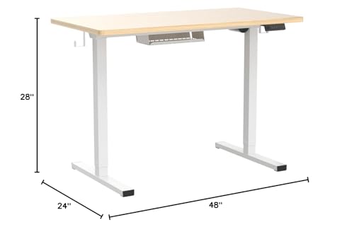 FLEXISPOT Standing Desk Electric Sit Stand Desk with 48 x 24 Inches Ergonomic Memory Controller Adjustable Height Desk with USB Charging Ports(White Frame + Honey Wheat Desktop)