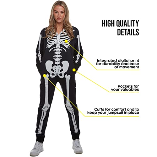 Morph - Skeleton Costume Women - Womens Skeleton Costume Bodysuit - Halloween Skeleton Costume Women Skeleton Jumpsuit Adult