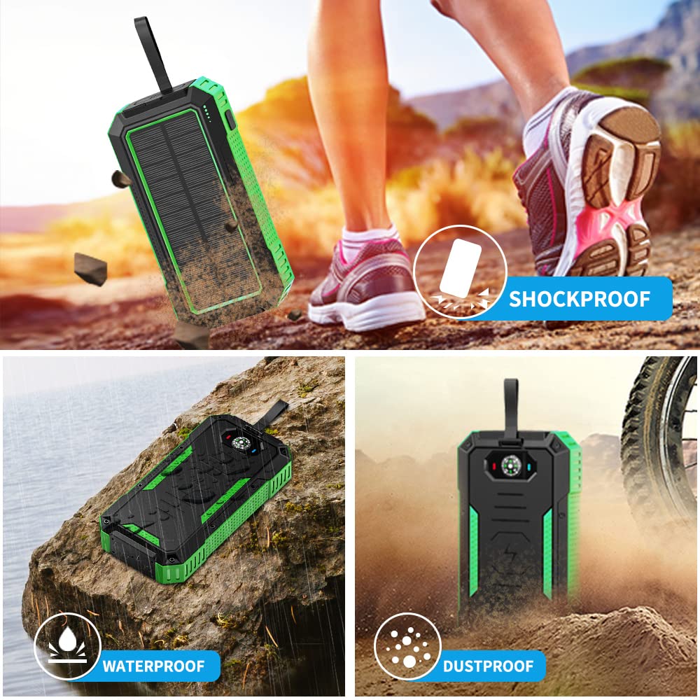 Fifilion power bank, solar charger, PD 22.5W Fast Charging&QI 15W Wireless Charging 40000mah Portable Charger with 6 Output & 2 Input, Dual Flashlight, IP54 WaterProof for Outdoor Hiking Camping