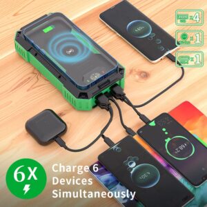 Fifilion power bank, solar charger, PD 22.5W Fast Charging&QI 15W Wireless Charging 40000mah Portable Charger with 6 Output & 2 Input, Dual Flashlight, IP54 WaterProof for Outdoor Hiking Camping