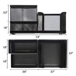 MaxGear Mesh Pen Holder for Desk Pencil Holder Desk Organizer 3 Compartments, Office Supplies Pen Organizer Desk Caddy Desktop Storage Stationary Organizer, Office Desk Accessories School, Black