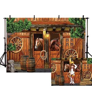 mehofond 10x7ft one wild west stable backdrop texas western cowboy horse in barn baby shower wheels mews photography background travel party events photo studio props