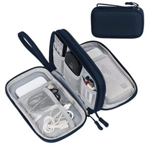 fyy electronic organizer, travel cable organizer bag pouch electronic accessories carry case portable waterproof double layers storage bag for cable, cord, charger, phone, earphone, medium size, navy