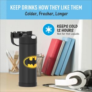 THERMOS FUNTAINER 16 Ounce Stainless Steel Vacuum Insulated Bottle with Wide Spout Lid, BATMAN