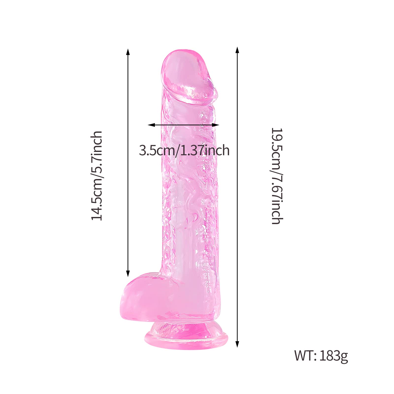 Pink Dildo,7.6" Ultra-Soft Realistic Dildo with Suction Cup Base for Hands-Free Play, Body-Safe Material