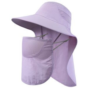 icolor women sun hat upf 50+ wide brim sunscreen visor sun protection cap w/12 neck flap sun shade hat for girl lady