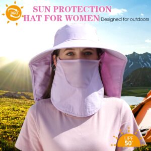 icolor Women Sun Hat UPF 50+ Wide Brim Sunscreen Visor Sun Protection Cap w/12 Neck Flap Sun Shade Hat for Girl Lady