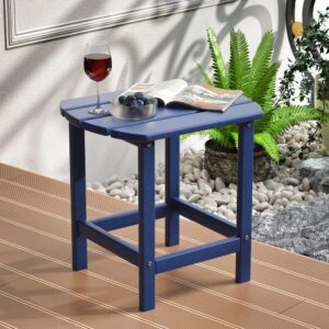 torva atio adirondack side table, outdoor end tables all-weather resistant hdpe humidity-proof long time use for deck, lawn,garden, porch, backyard end table(navy blue color-1 tier)