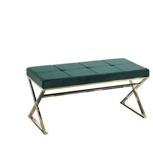 gyzad modern sofa bench-turquoise bench bench-dining room bench-with stainless steel and velvet ottaman,bench chair,benches for bedroom,livingroom,metal,gold plated legs,green