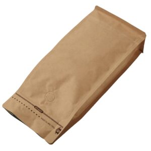 50 Pieces 1 Kg Kraft Paper Stand Up Coffee Bag/Flat Bottom Pouch with Air Release Valve and Reusable Side Zipper. (50pcs, 2.2lb/32oz/1kg)