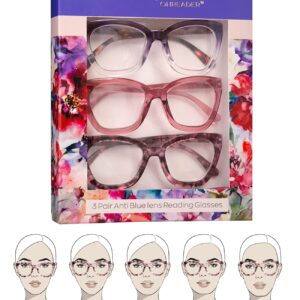 OHREADER Women Reading Glasses Blue Light Glasses-Oversized Readers for Women Computer Eyelgasses Spring Hinge (Purple/Pink/Pink tortoise, 3.00, x)