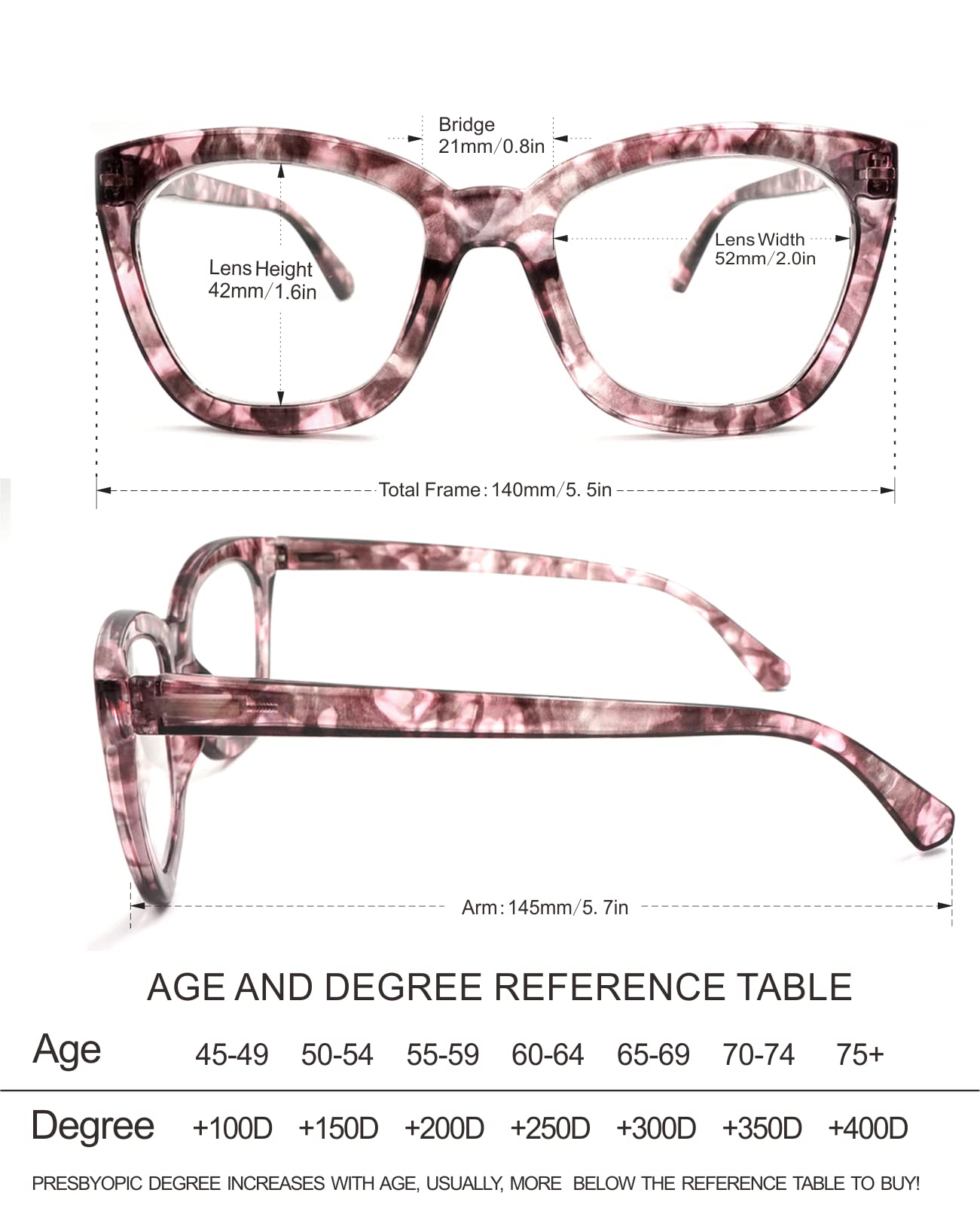 OHREADER Women Reading Glasses Blue Light Glasses-Oversized Readers for Women Computer Eyelgasses Spring Hinge (Purple/Pink/Pink tortoise, 3.00, x)