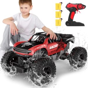 joneala rc trucks 4x4 offroad waterproof - 1:12 scale large amphibious remote control car, dual motors crawler vehicle, monster toys with 3 rechargeable batteries, best gift for kids adults