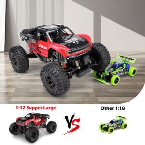 JONEALA RC Trucks 4x4 Offroad Waterproof - 1:12 Scale Large Amphibious Remote Control Car, Dual Motors Crawler Vehicle, Monster Toys with 3 Rechargeable Batteries, Best Gift for Kids Adults