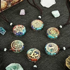 Batiyeer 10 Pieces Chakra Necklace Orgonite Necklace Crystal Pendant Necklace Spiral Chakra Healing Energy Necklace Adjustable Reversible Pendant for Women Men,1.4 Inches (Novelty)