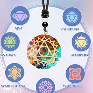 Batiyeer 10 Pieces Chakra Necklace Orgonite Necklace Crystal Pendant Necklace Spiral Chakra Healing Energy Necklace Adjustable Reversible Pendant for Women Men,1.4 Inches (Novelty)