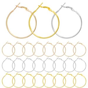 fanmaous 60pcs hoop earring findings stainless steel earrings beading round earrings hypoallergenic hoop earrings open beading hoop for jewelry making diy crafts art creation girl (40mm)