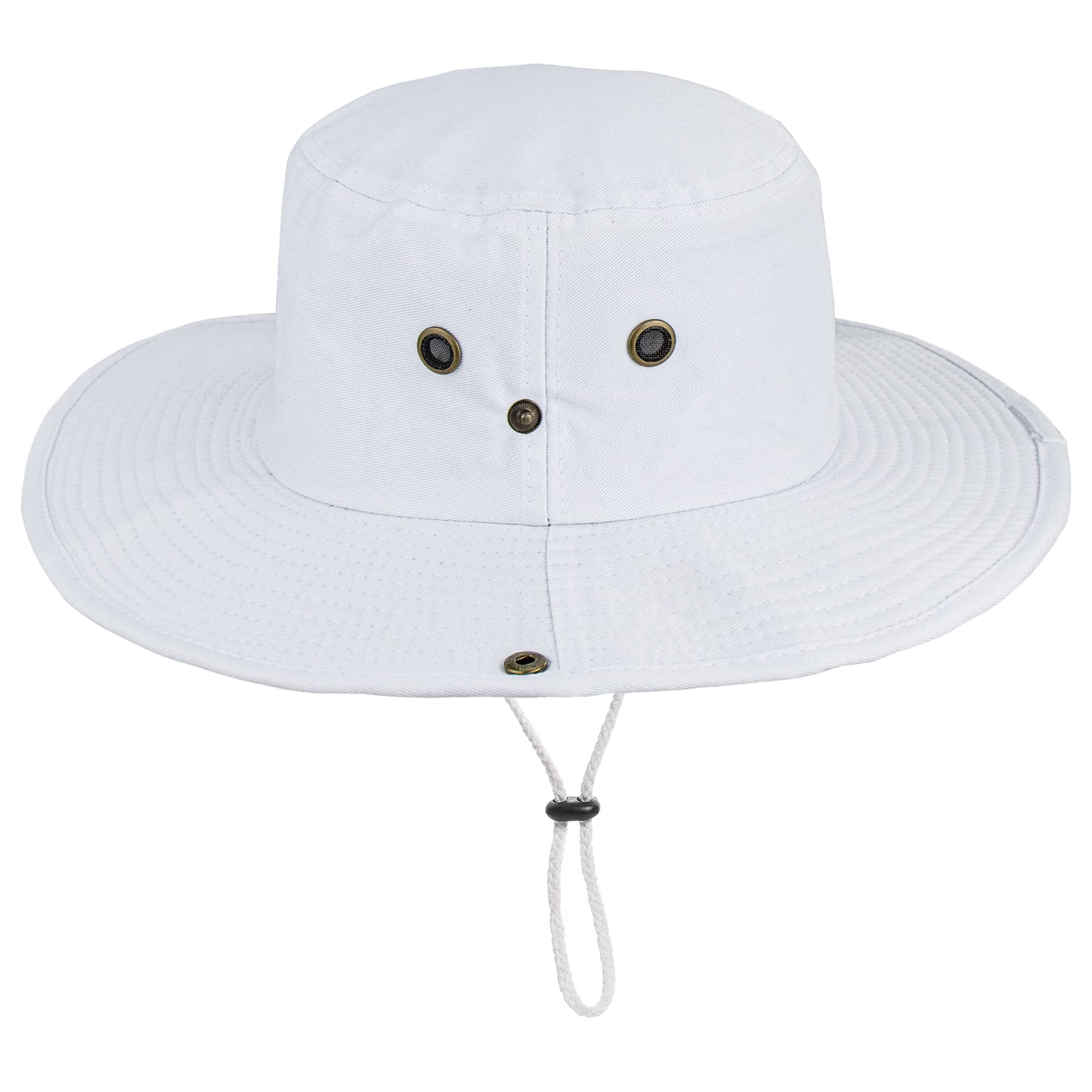 Womens Sun Hat Wide Brim Bucket Hats Hiking Fishing UV Protection Safari Boonie Hat for Men Women（L 24" /61cm，M 22.83"/58cm） White