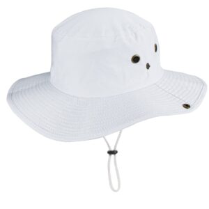 Womens Sun Hat Wide Brim Bucket Hats Hiking Fishing UV Protection Safari Boonie Hat for Men Women（L 24" /61cm，M 22.83"/58cm） White