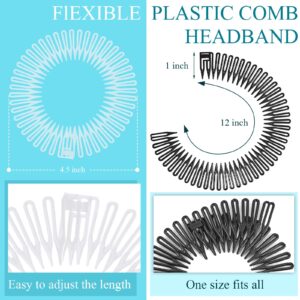 WILLBOND 14 Pcs Full Circular Stretch Comb Headbands Flexible Plastic Circle Hair Comb Circular Tooth Headband Plastic Hair Hairband Holder for Women Girls Hair Accessories, 7 Styles(Lovely Color)