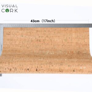 VISUAL CORK Thin Cork Fabric by The Yard Eco-Friendly Faux Leather Upholstery Fabric 17inch× 362inch (43cm× 920cm) Wallpapers Craft Materials