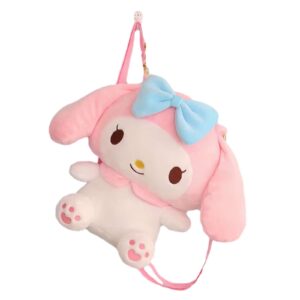 evesky kawaii melo-dy plush backpack for girls women cute cartoon toy bag soft plush doll bag for girls cosplay birthday gifts (pink)